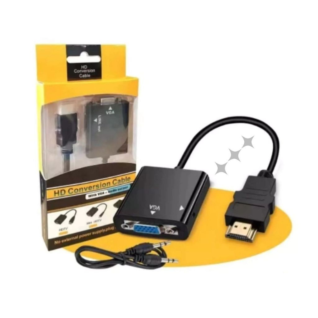 Cabo Conversor Adaptador Hdmi Para Vga Com Saída P2 Áudio | Shopee Brasil