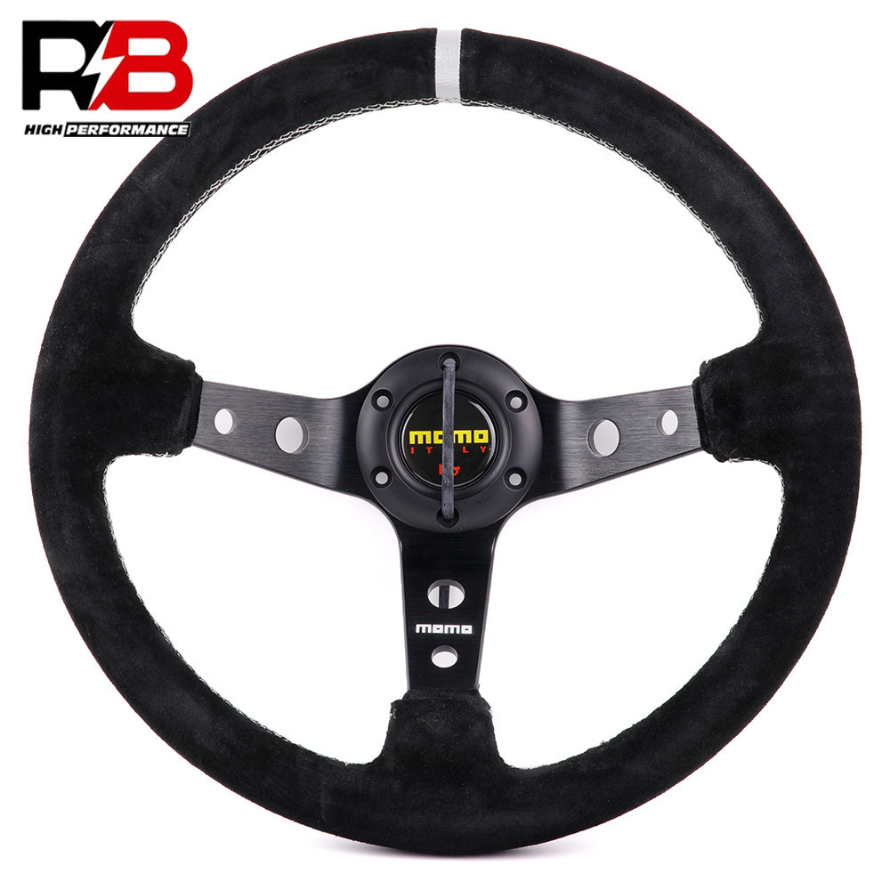 Volante MOMO 14inch/345mm Universal De Corrida De Couro De Camurça ...