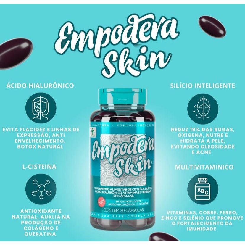 Tratamento 30 Capsulas Para a Pele - Antisinais de Expressão e Acne Com L-Cisteína - Empodera ...