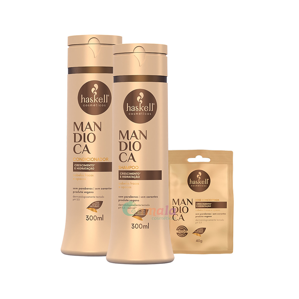 Kit Haskell Mandioca Shampoo e Cond 300ml + Dose Mandioca | Shopee Brasil