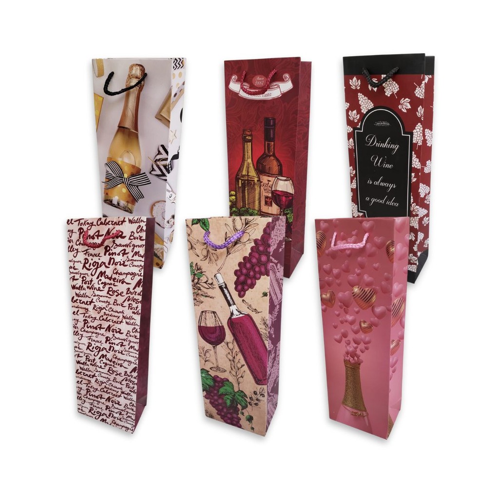 Kit 6 Sacolas de Vinhos Bebidas Presente Com Fundo Reforçado | Shopee ...