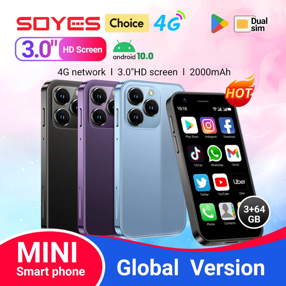 i15 Mini Android 10.0 Smartphone 4G LTE 3 Polegadas Câmera Com Tela De 5MP Dual SIM Play Store ...