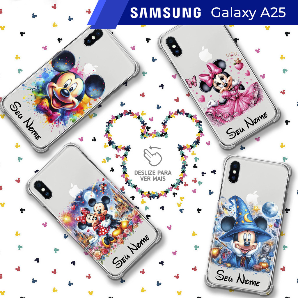 Capa Capinha - Samsung Galaxy A25 - Transparente Mickey e Minnie ...