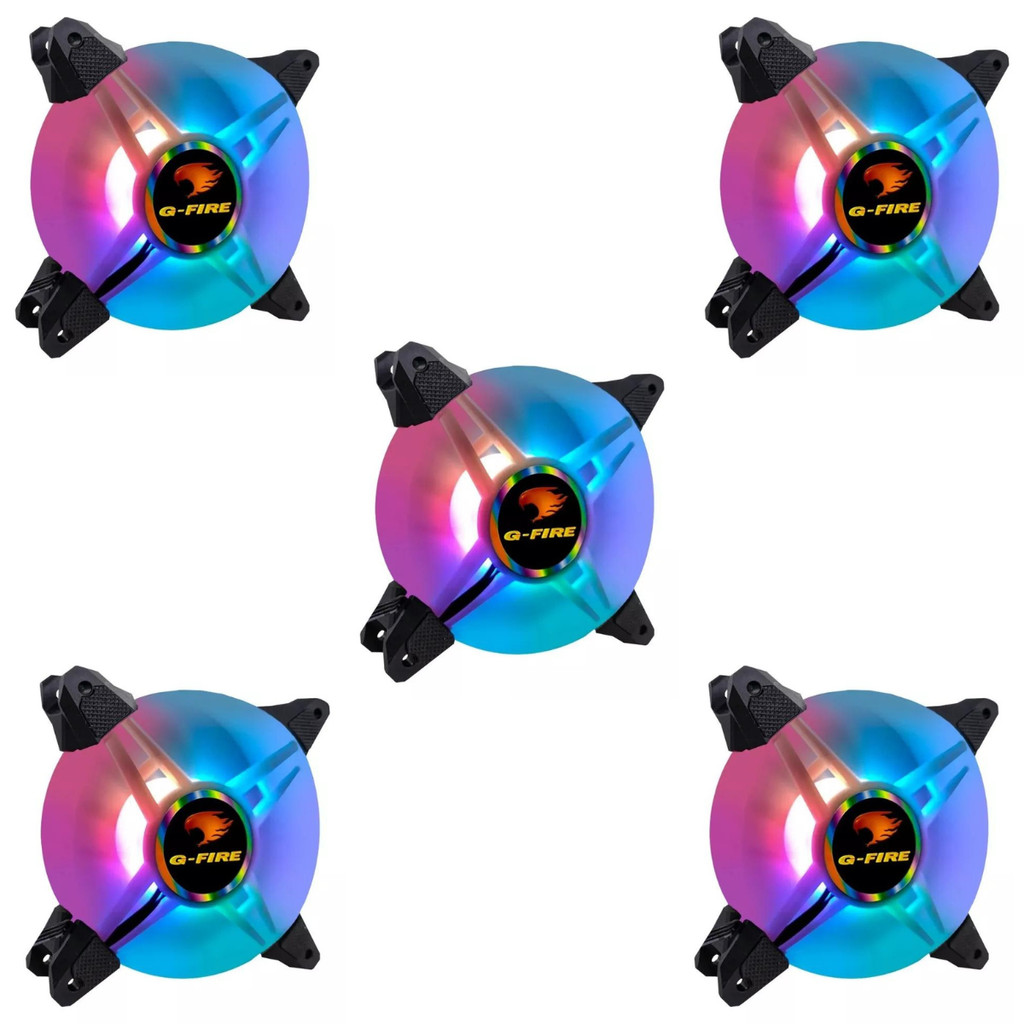 Kit 5 Fan Cooler Gamer Led Rgb 120x120m | Shopee Brasil