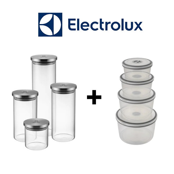 Kit Electrolux: Potes Herméticos de Vidro com Tampa Inox + Potes ...