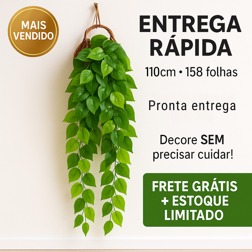 Kit 4 Pendente Hera Jiboia Trepadeira Artificial Caida Samambaia ...