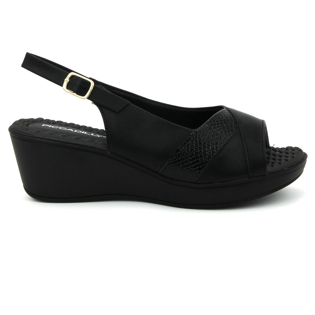Sandalia Feminina Piccadilly 540327 Salto Anabela Original Fivela ...