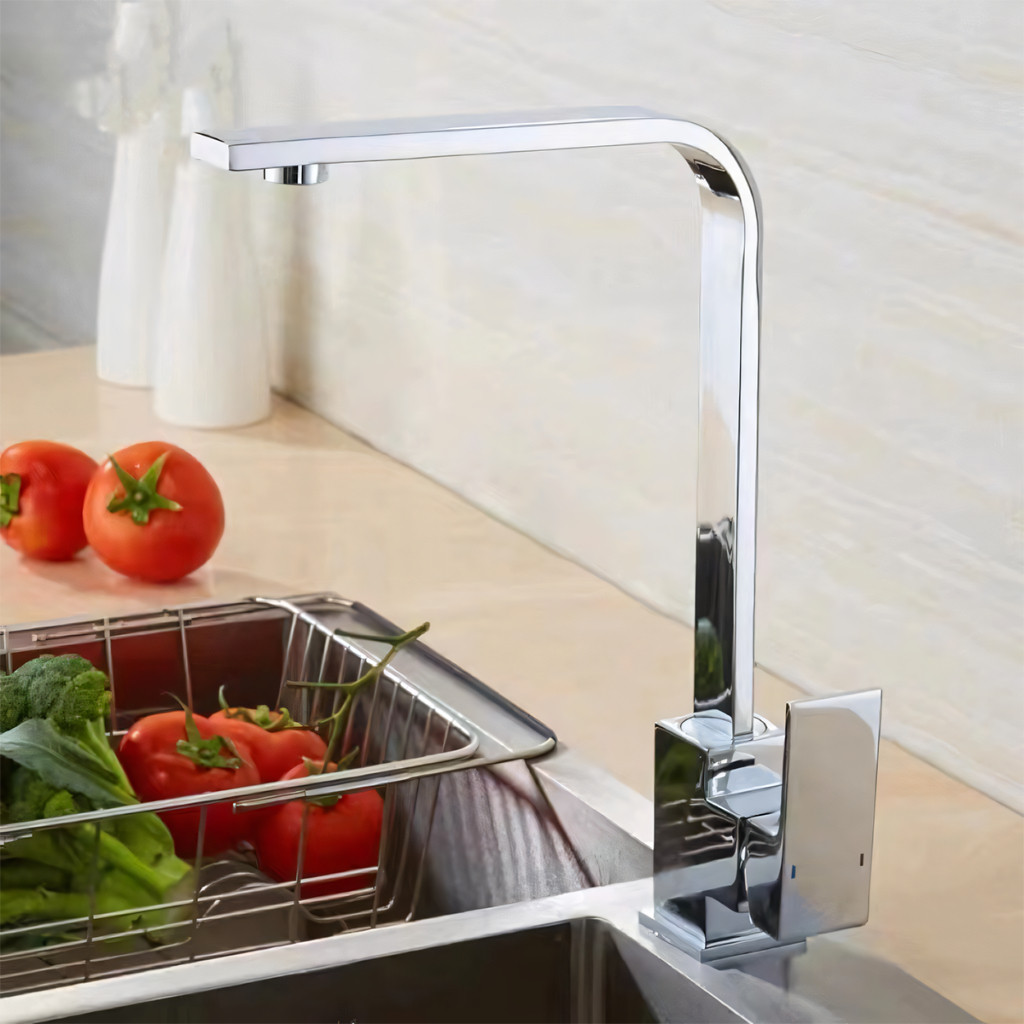 Torneira Alta de Cozinha em Aço Inox Cromado, Monocomando para Água ...
