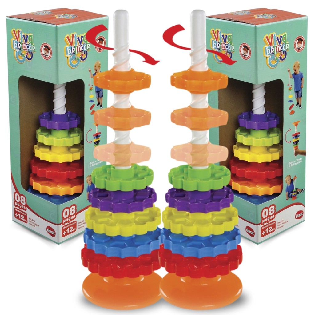 Kit 2 Brinquedos Giro Mágico Dismat Desenvolvimento Infantil | Shopee ...