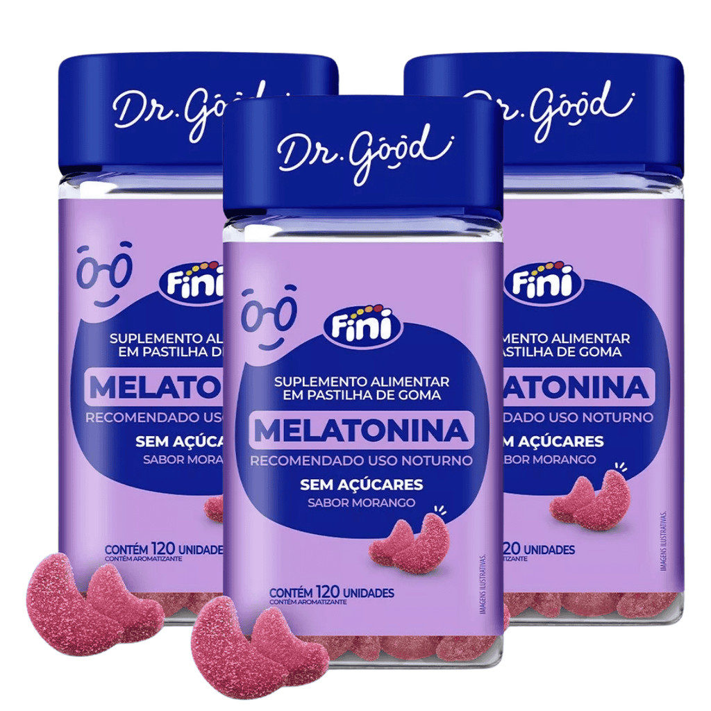Kit 3 Melatonina Dr.Good 120 Gomas Morango Fini | Shopee Brasil