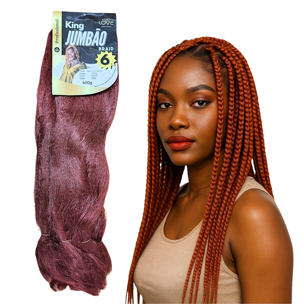 Cabelo King Jumbão 400g 130cm Fibra Orgânica Profissional Tranças Box ...