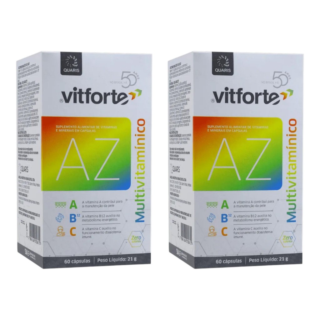 Kit Vitforte Multivitamínico A-Z Com 2 Caixas De 60 Cápsulas Cada ...