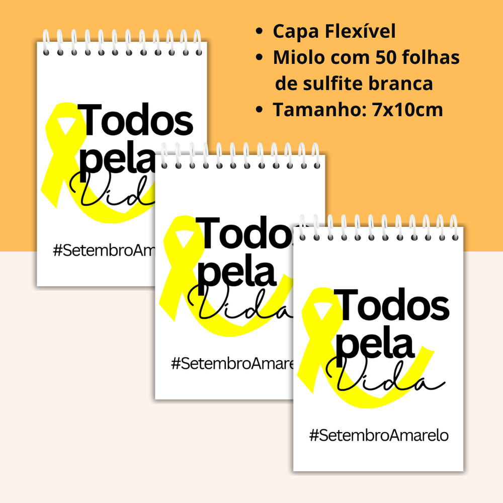 10 a 50 Bloquinhos de Anotações Setembro Amarelo – Campanha Setembro ...
