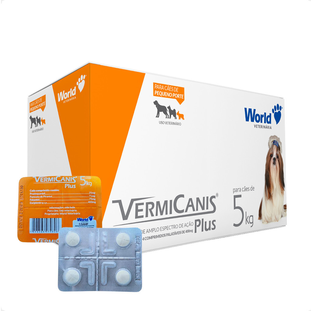 VermiCanis Plus Vermífugo World para Cães de 5Kg - Blíster 4 ...