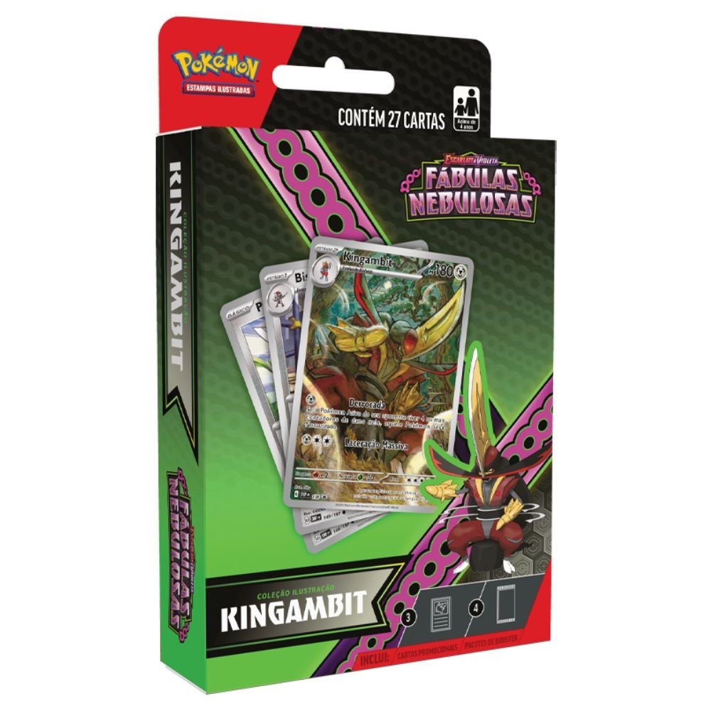 BOX POKÉMON COLEÇÃO ILUSTRAÇÃO KINGAMBIT EV 6.5 FÁBULAS NEBULOSAS 27 ...