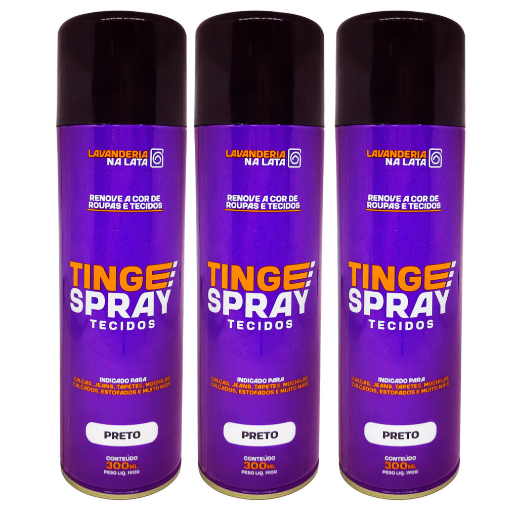 Kit 3 Tinta de Tecidos Roupas Estofados Carpetes - Tingespray 300ml ...