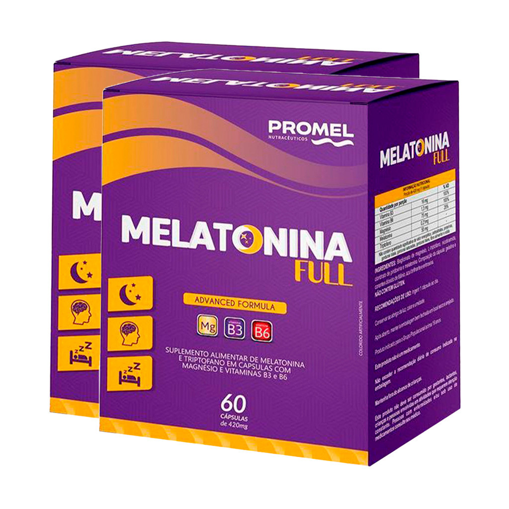 Kit 2x Melatonina Full Promel 420mg 60 Cápsulas/Made in Usa | Shopee Brasil