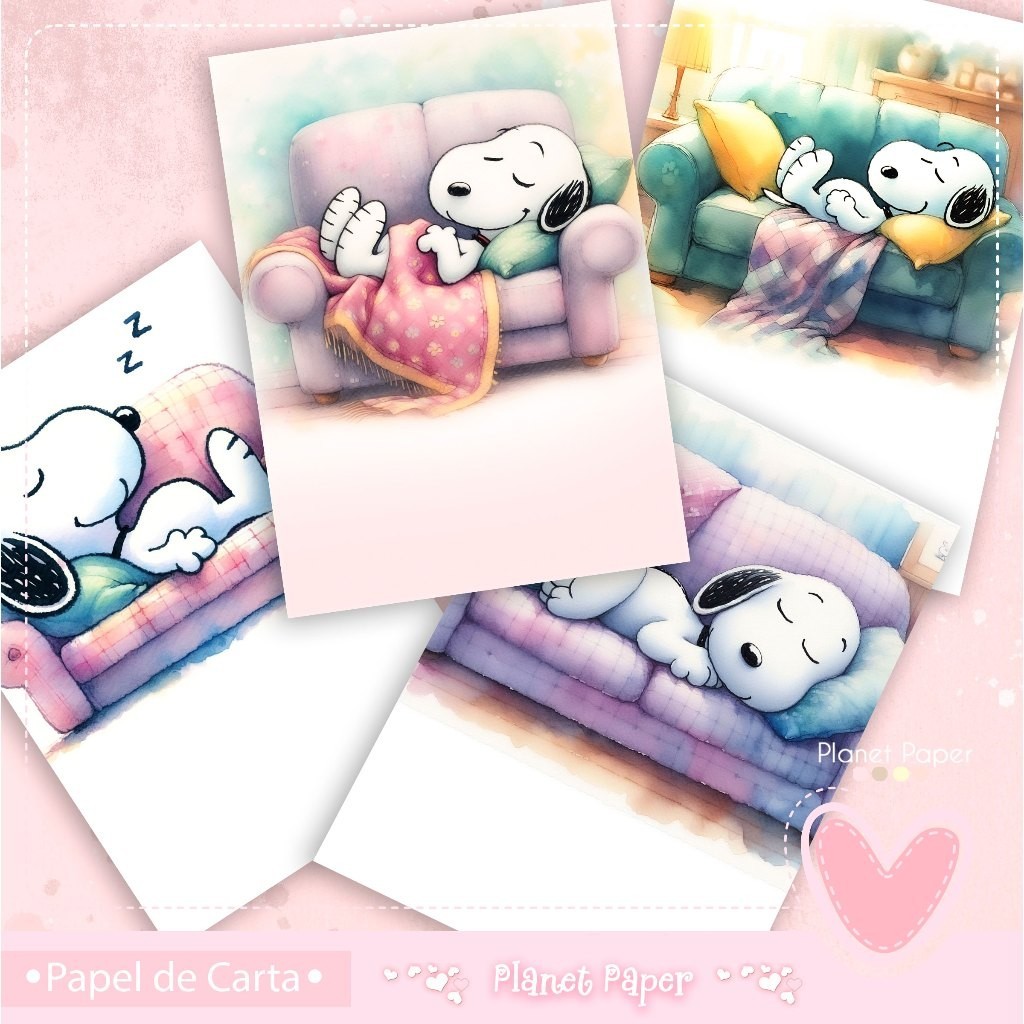Papéis de Carta Snoopy (8 Modelos) | Shopee Brasil