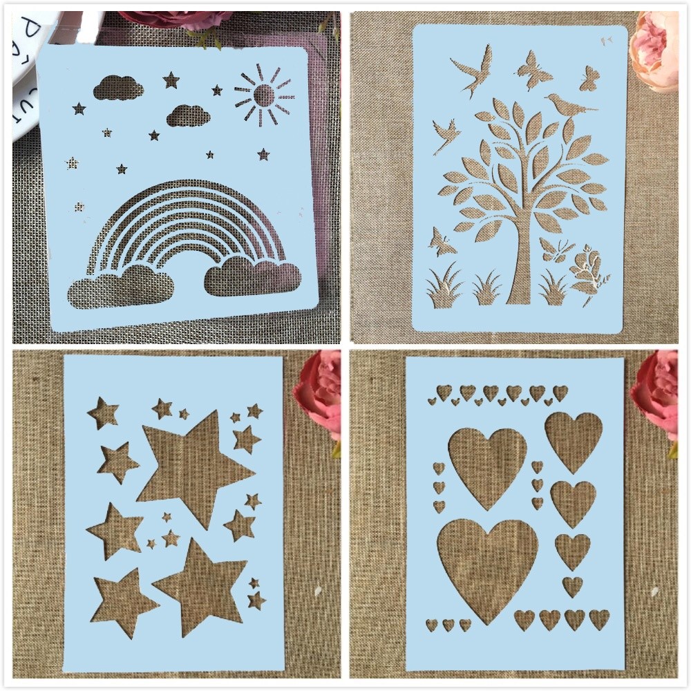 Stencil Nuvem Coração Estrelas 20cm 4 Moldes | Shopee Brasil