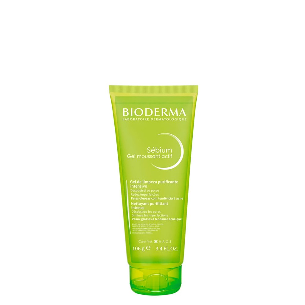 Bioderma Sébium Gel Moussant Actif Gel de Limpeza Verde 106g | Shopee ...