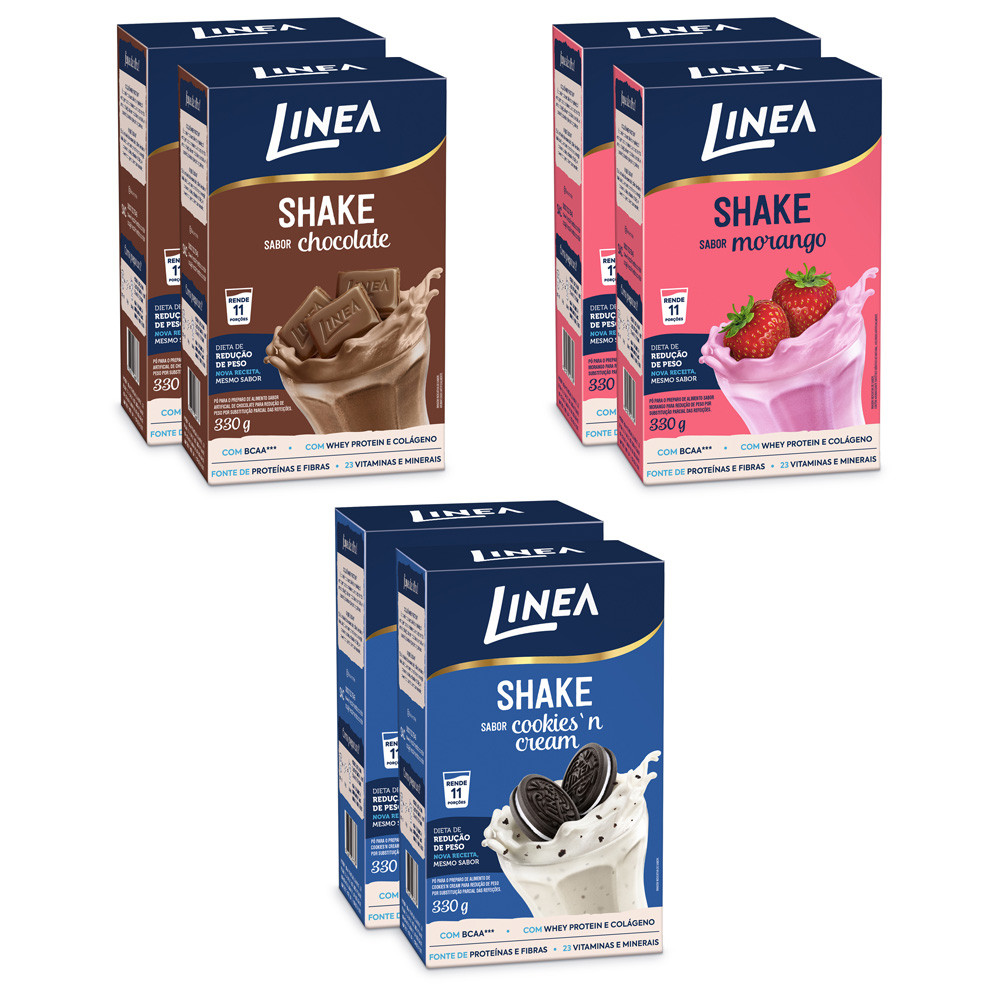 Kit 6 Shakes Linea Sabor Cookies’n Cream, Chocolate e Morango 330g ...