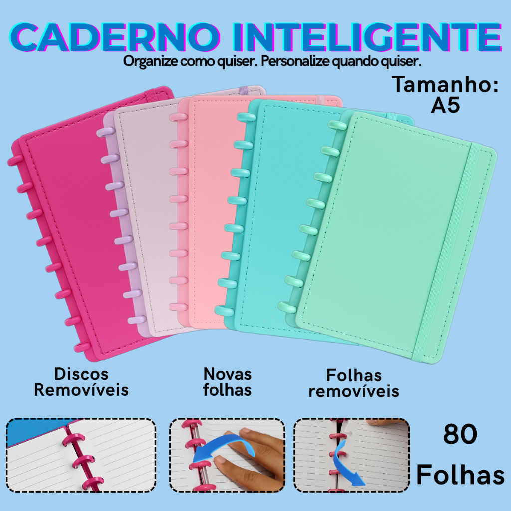 Caderno Planner Folha Caderno Inteligente a5 Agenda de Anotações Capa ...