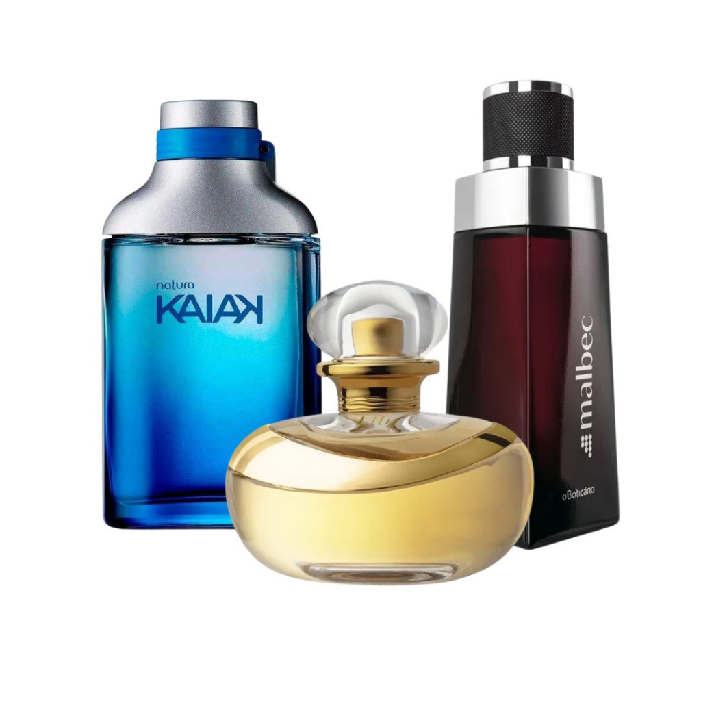 Kit 3 Perfumes Nacionais Unissex - Lily + Malbec Tradicional + Kaiak ...