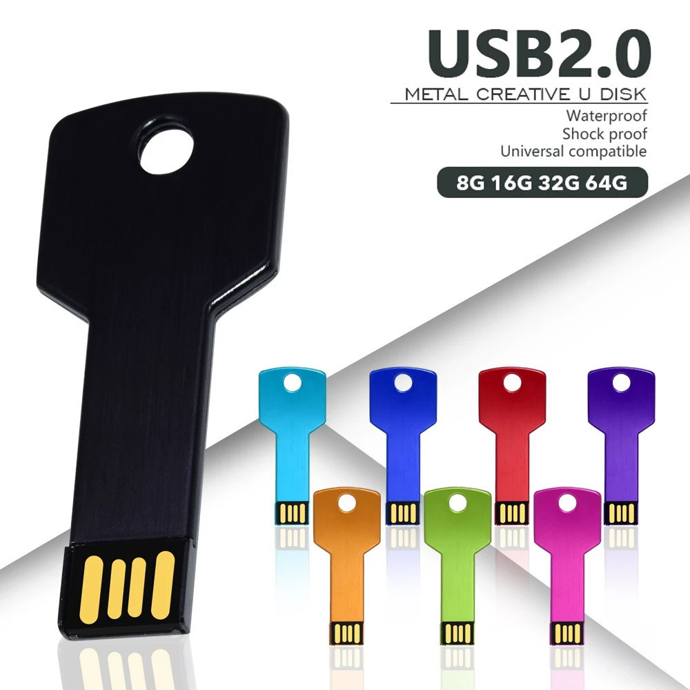 Unidade Flash USB 2.0 32GB 64GB 128GB 2TB Chave Metálica Pendrive 16GB ...