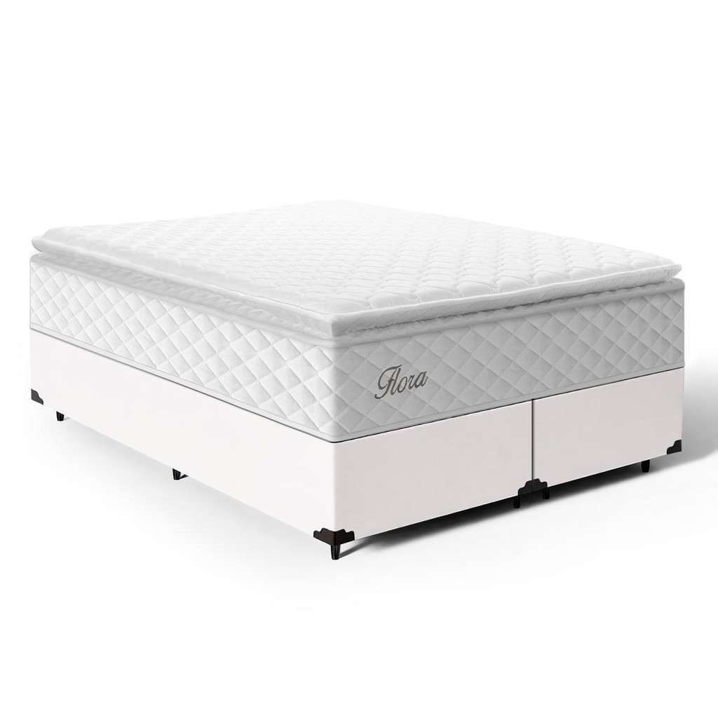Cama Box com Colchao de Molas Ensacadas Pillow Top Flora Queen 158cm