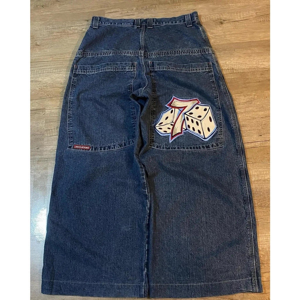 Y2k Jeans JNCO Bordado De Hip Hop Rock Baggy Padrão Homem Mulher Novo ...