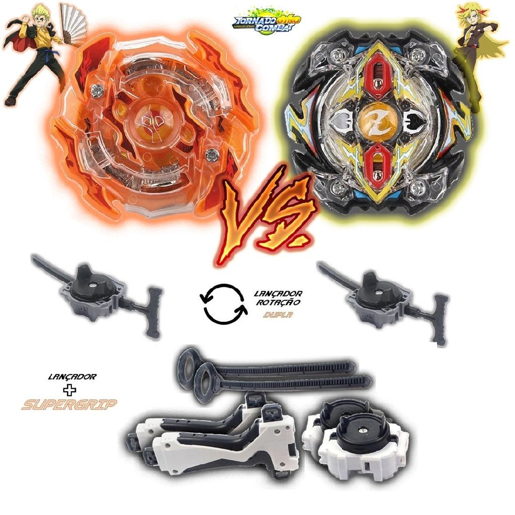 Kit 2 Beyblade Burst + 4 Lançadores Roktavor Vs Zlion Zeutron Beyblade ...