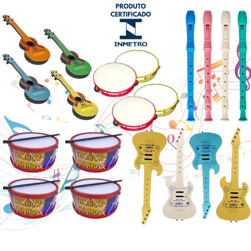 Kit 20 Instrumentos Musicais Infantil Violão Tambor Flauta Guitarra Pandeiro Natal Brinquedo ...