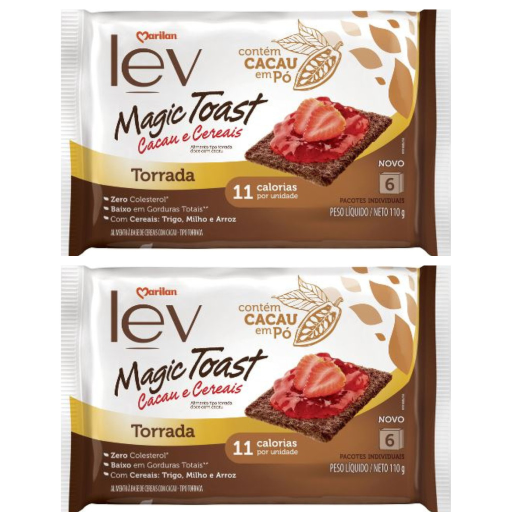 Kit 2 Torrada Marilan Magic Toast Cacau Pacote com 110g | Shopee Brasil
