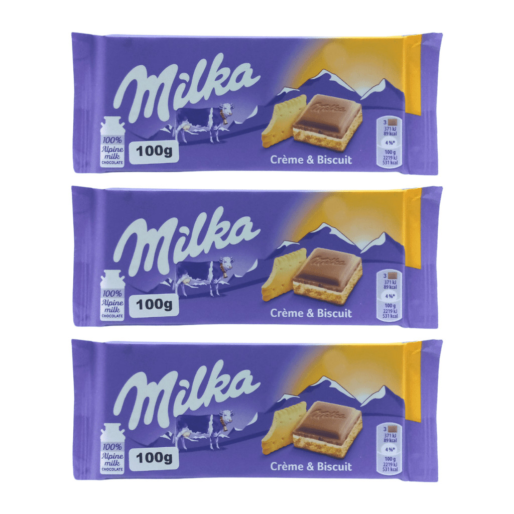 3 barras chocolate importado milka com creme e biscoito | Shopee Brasil