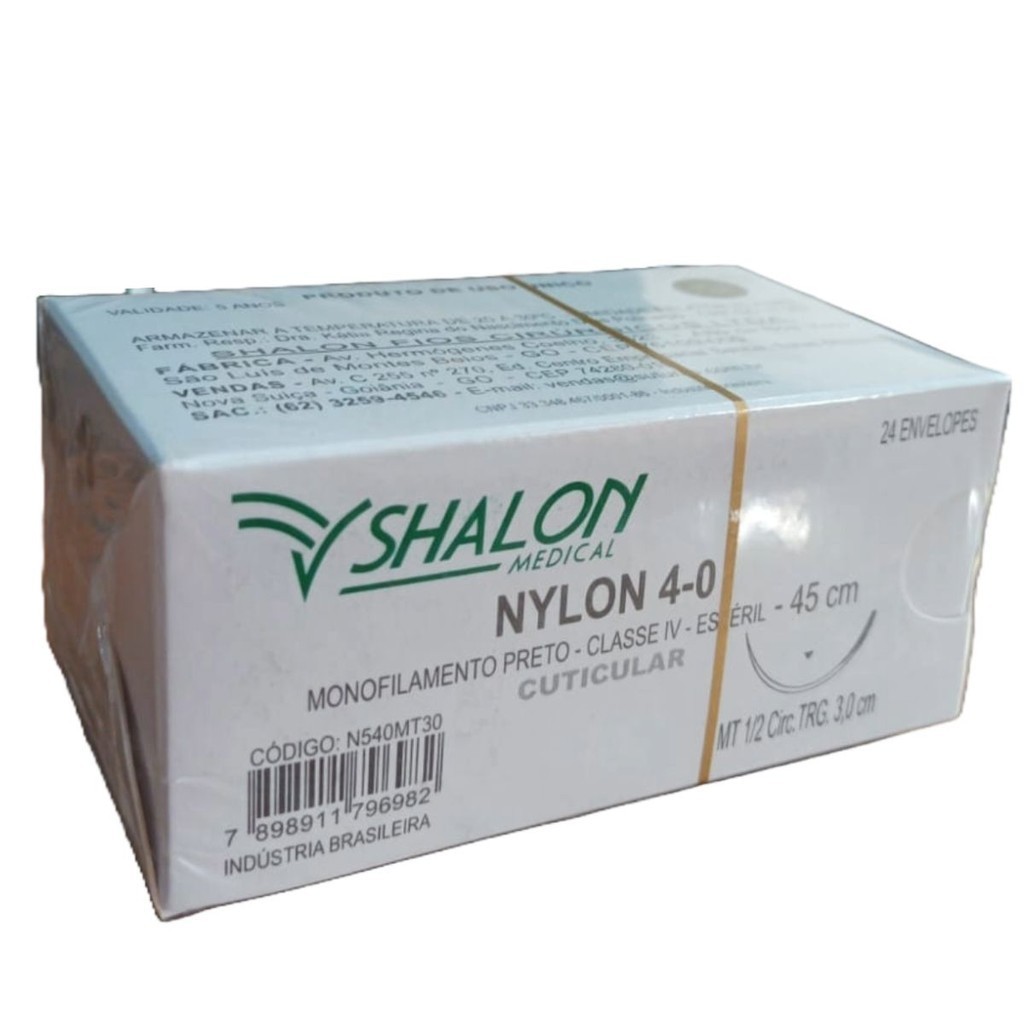 FIO DE SUTURA SHALON MEDICAL NYLON 4-0 ESTÉRIL 45CM CX 24UN | Shopee Brasil