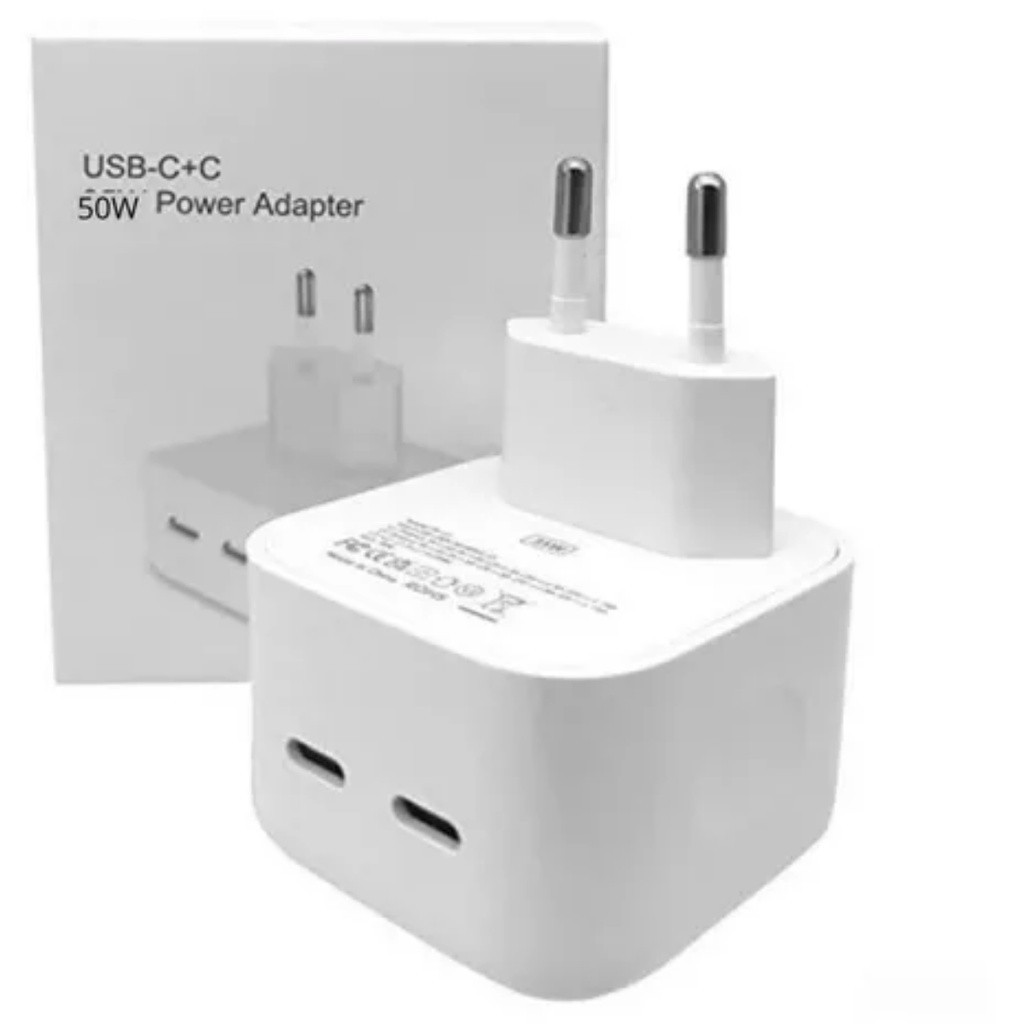 Fonte de Iphone Usb C 50w Turbo 2 Entradas Usb Tipo C iPhone 11/ 12/ 13 ...