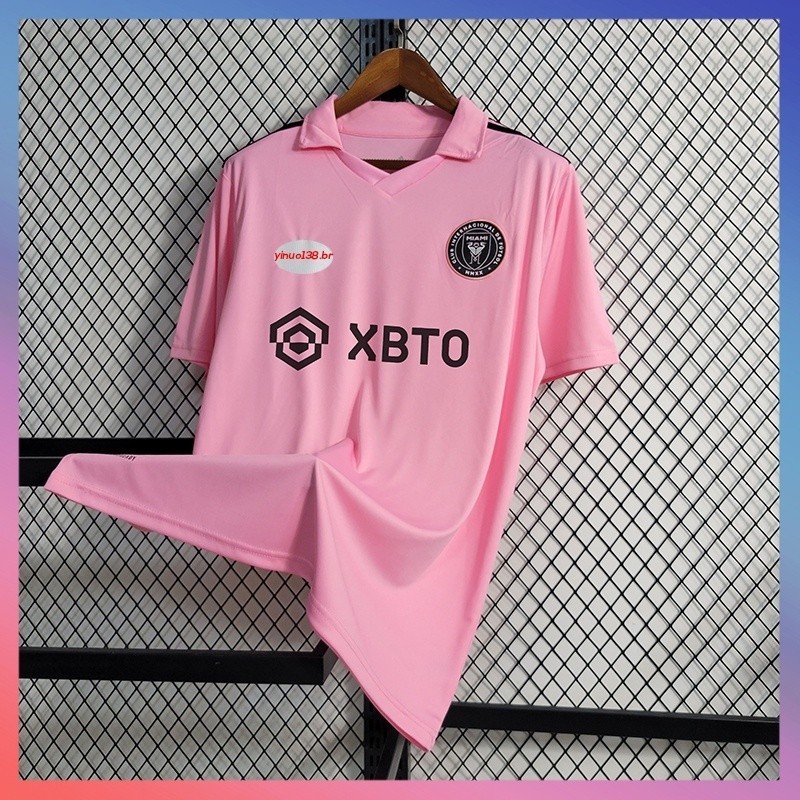 lEquipe 22-23 MESSI Home Rosa 1:1 Camisa de Futebol Miami uniformes de ...