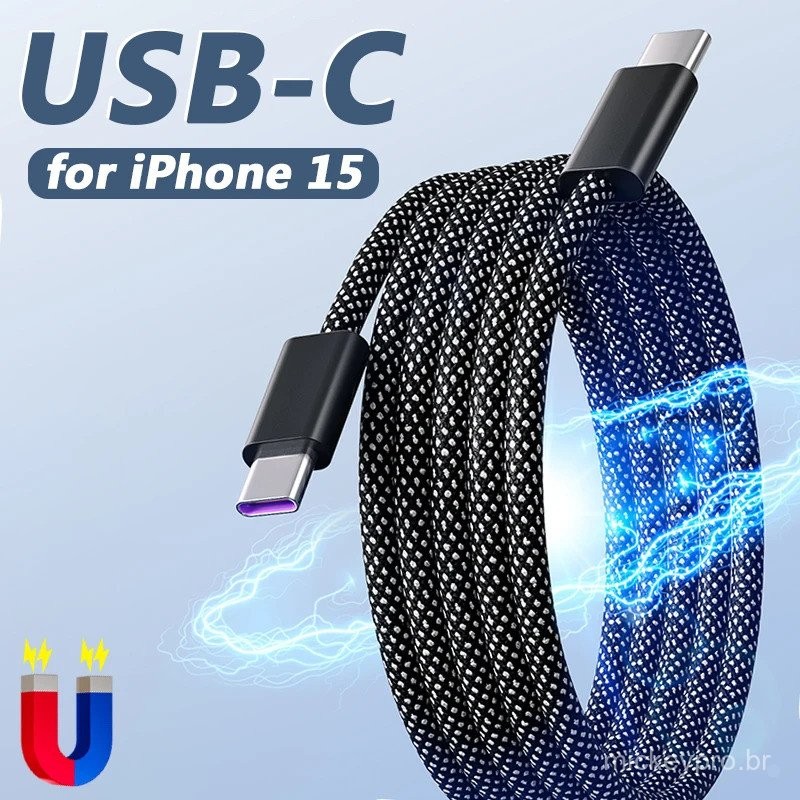 Magsafe Nylon Cable 60W Fast Charging USB C To C Data Cable For iPhone ...