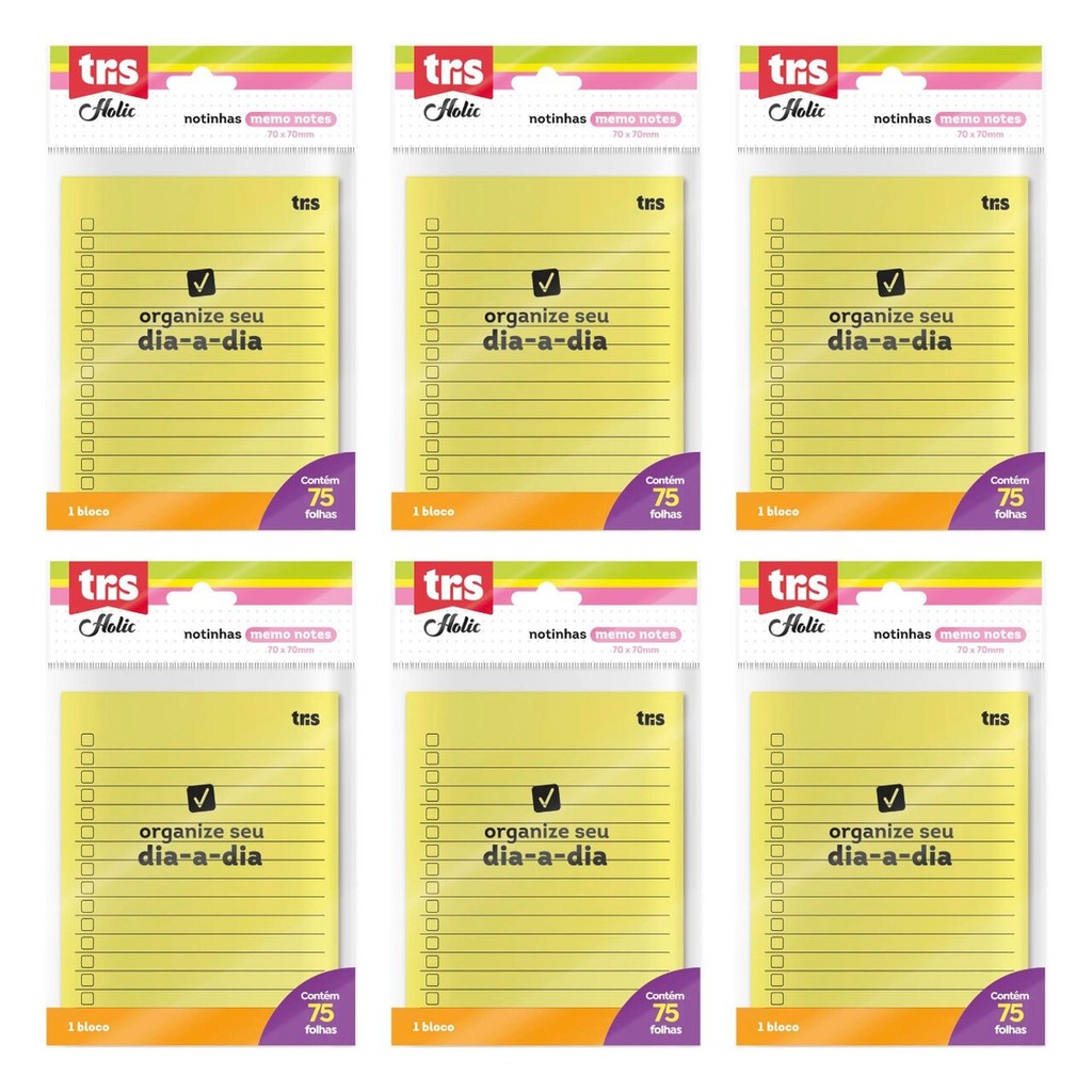 Kit Nota Autoadesiva TRIS - Pop Note 75 Folhas C/ 6 Unidades | Shopee ...
