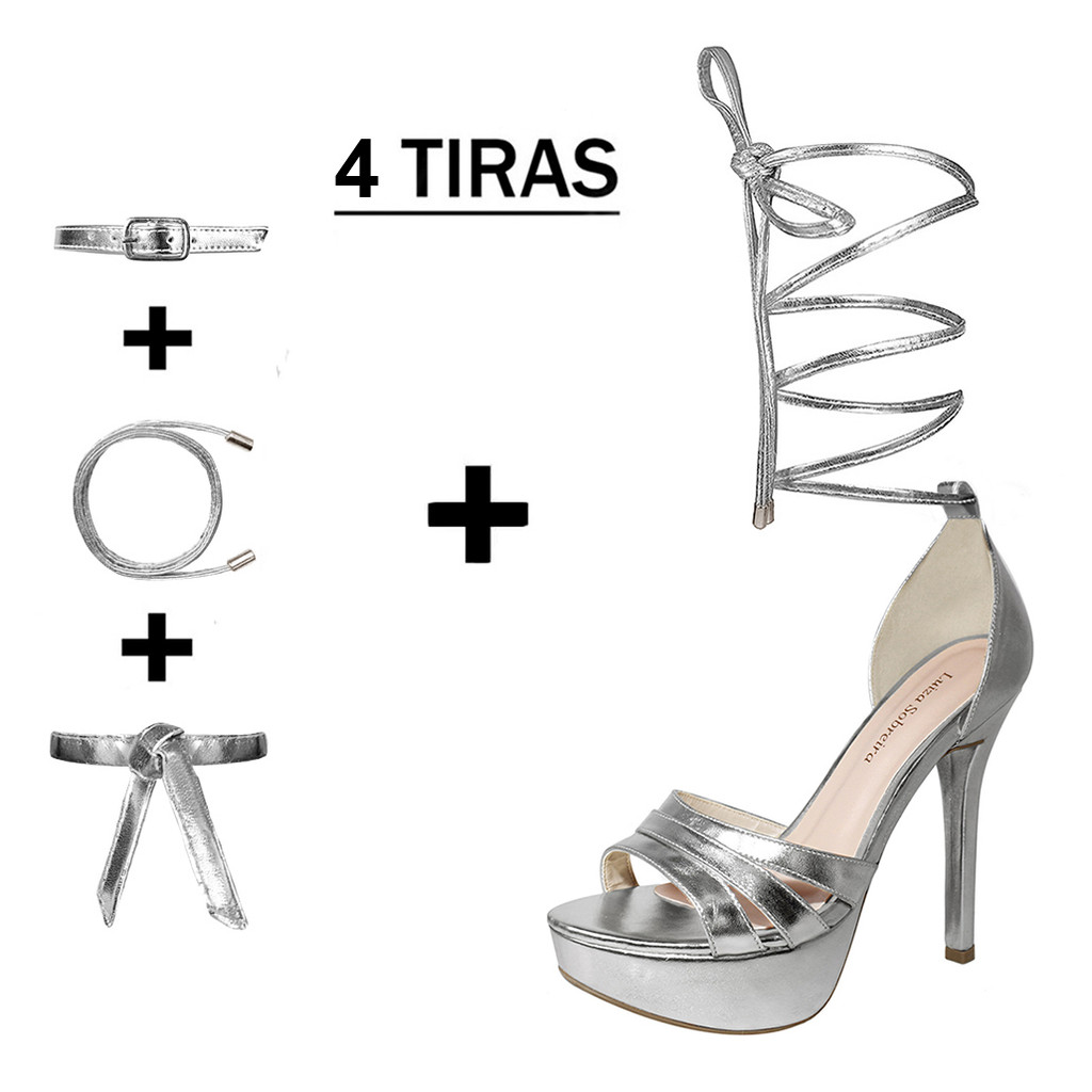 Meia Pata Troca Tira Salto Alto Fino 14cm Luiza Sobreira Prata Mod ...