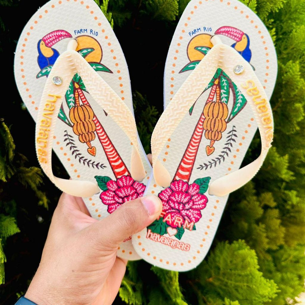 Chinelo Farm feminino moda Verão Macio Tropical Vibes | Shopee Brasil