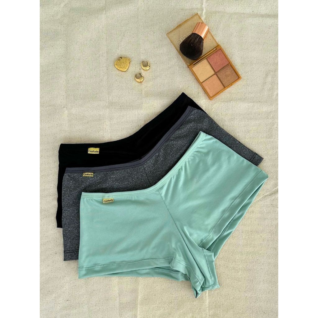 Kit 3 Calcinha Shortinho Cueca Boxer Feminina Conforto Lingerie Moda Intima | Shopee Brasil