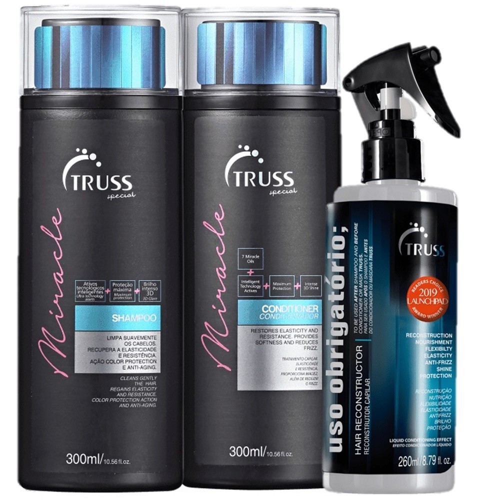 Kit Truss Miracle Anti Frizz Cabelos de Todos os Tipos (3 Produtos ...