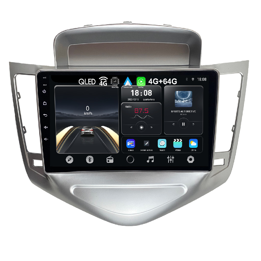 Kit Multimidia 9 Polegadas Android GM Cruze 2011 a 2015 Prata Octa Core 4GB 64GB 4G | Shopee Brasil