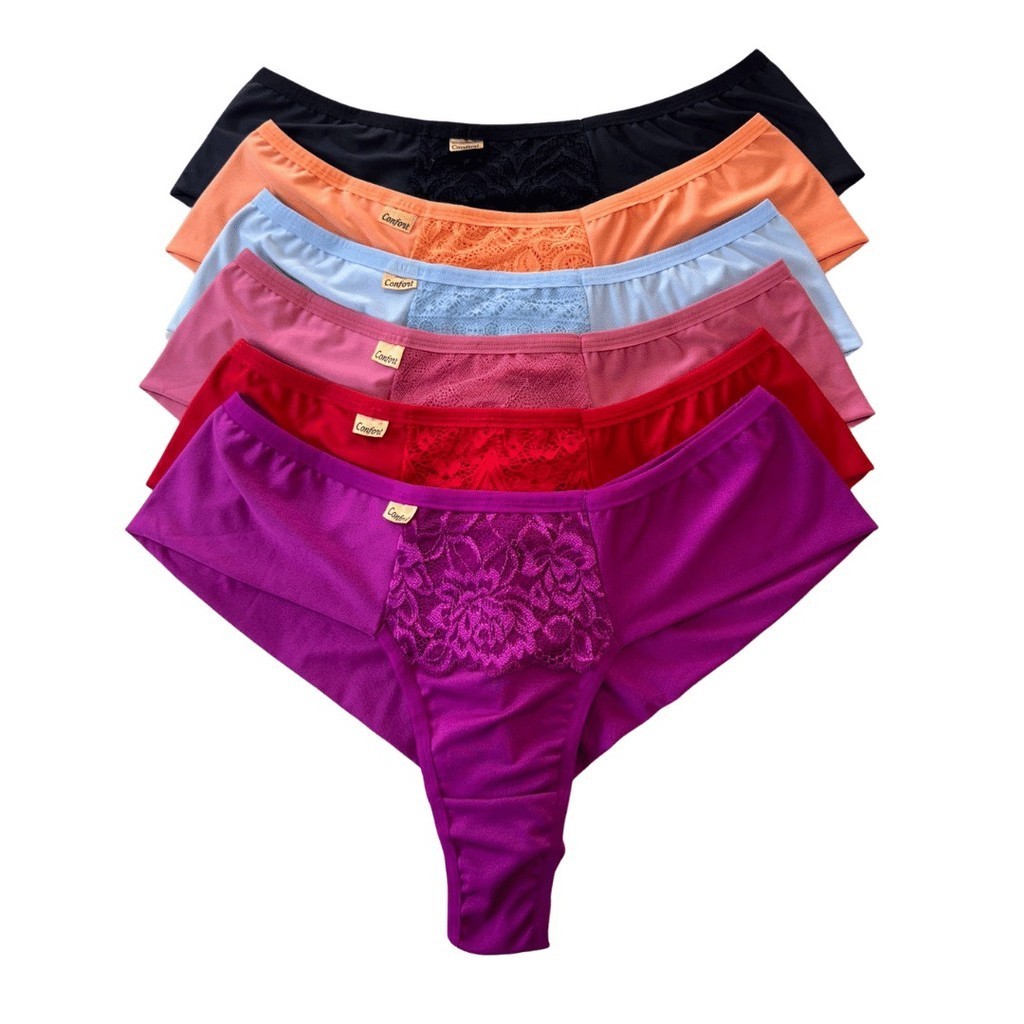 Kit 5 Calcinha Fio Duplo Plus Size Renda Reduz Culote Disfarçada ...
