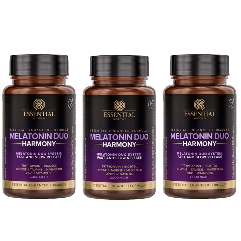 Kit 3 Melatonin Duo Harmony Essential Nutrition 120 Cápsulas | Shopee ...