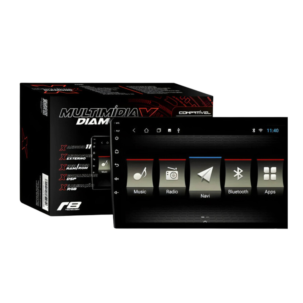 Central Multimídia Diamond x2 9" Pol Sistema Android 12 Bluetooth ...