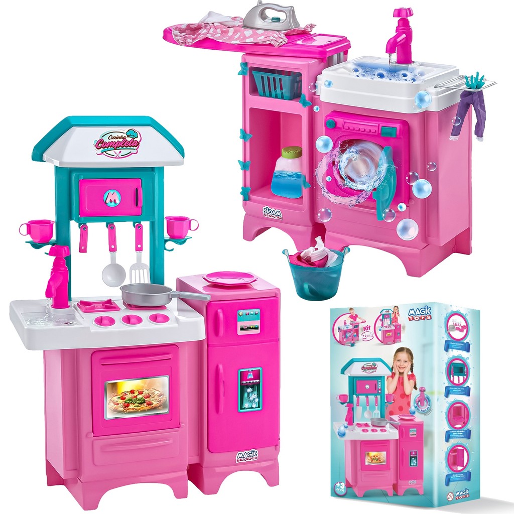 Cozinha E Lavanderia Lava & Passa Completa Magic Toys 8043 | Shopee Brasil