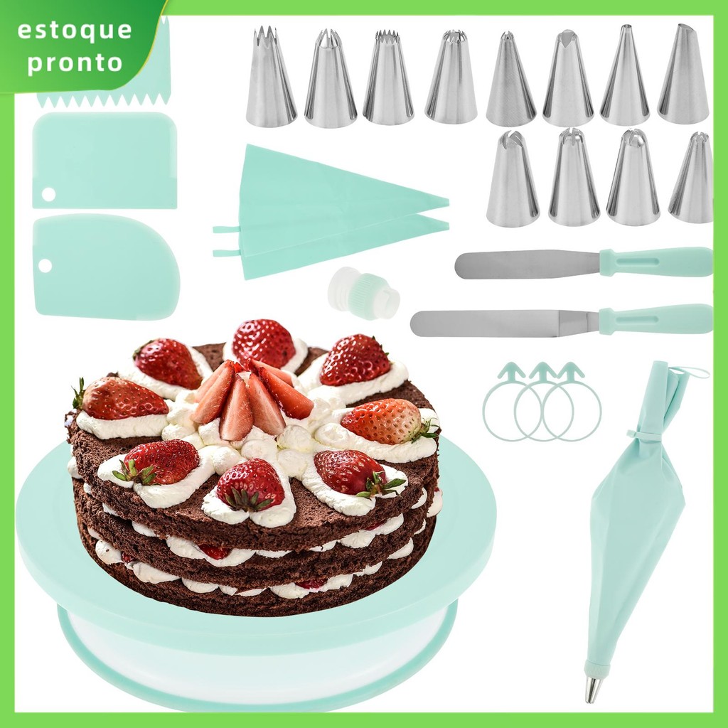 Kit Prático De Decoração De Bolo 74 Pcs Com Mesa Giratória Sem ...