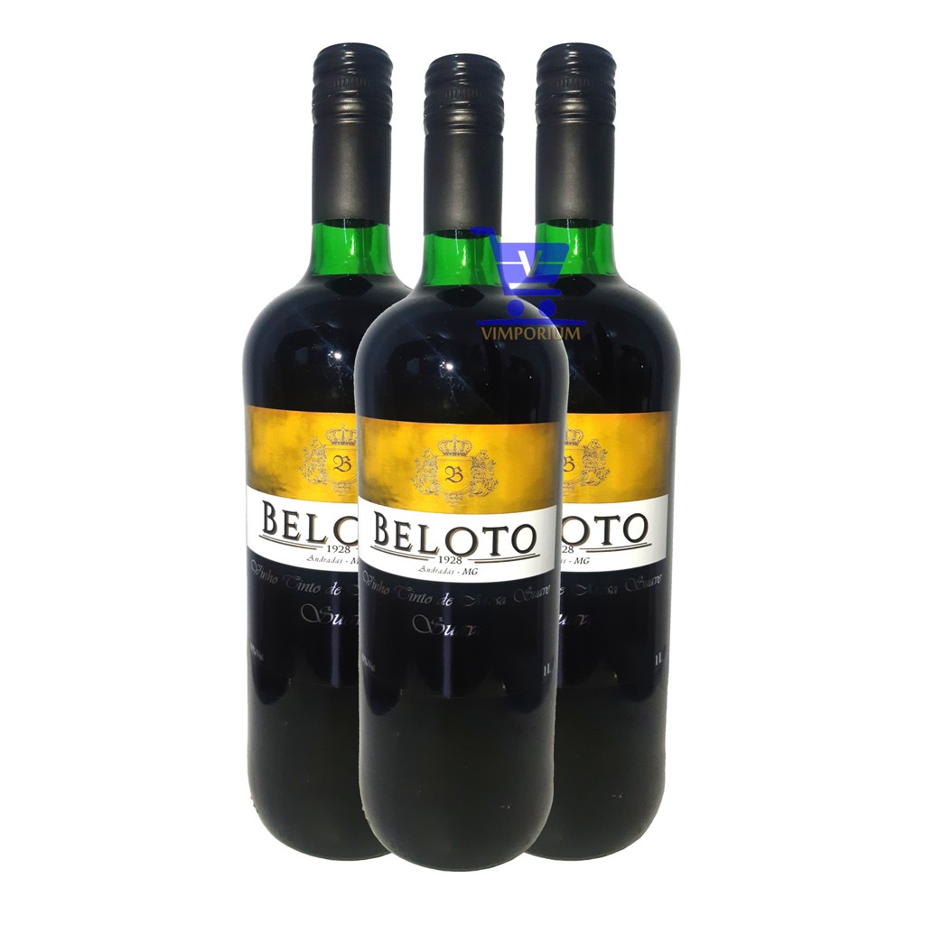 3 Vinhos Tinto Suave 1L - Beloto desde 1928 - Bom e Barato! | Shopee Brasil